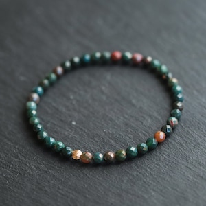 Bloodstone Bracelet Dainty Bloodstone Beaded Bracelet 14K Gold Filled ...