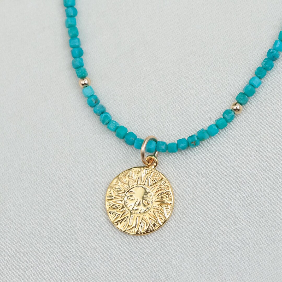 Turquoise Sun Necklace | Natural Authentic Turquoise | Women's ...