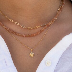 Sun Necklace 14K Gold Filled Sun Face Necklace on Gold Chain Dainty ...