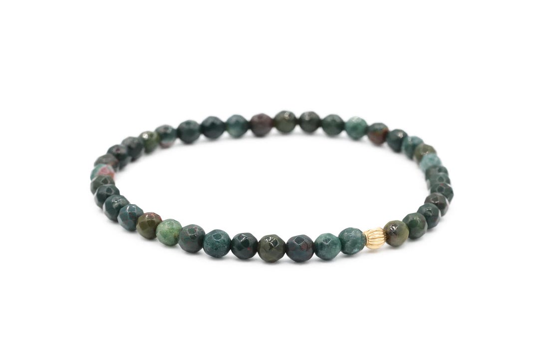 14K GOLD Bloodstone Bracelet | Dainty Bloodstone Beaded Bracelet | 14K ...