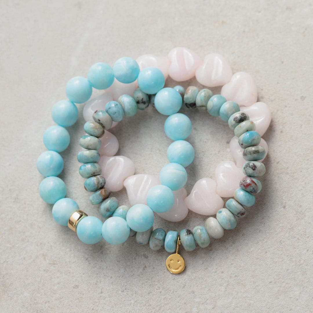 BUNDLE! Larimar Bracelet | Genuine Larimar | Pink Gemstone Bracelet ...