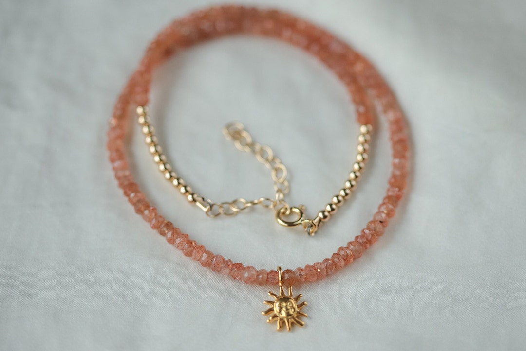 Sun Ray Sunstone Beaded Necklace Sun Pendant Necklace on - Etsy