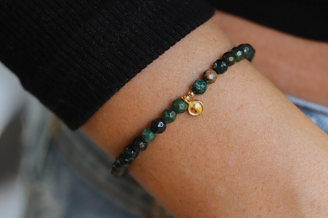 Bloodstone Bracelet Dainty Bloodstone Beaded Bracelet 14K - Etsy
