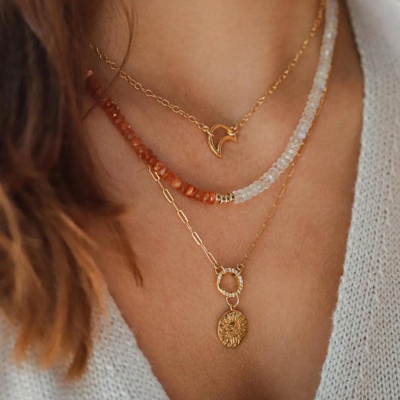 14k Gold Filled Cable Chain Necklace, Gold Filled Carabiner Necklace ...