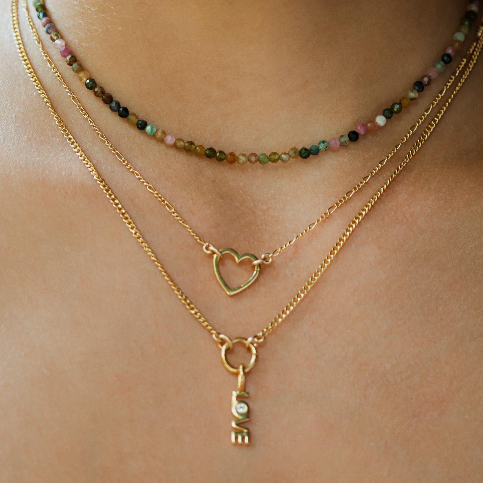 14k Gold Filled Figaro Chain Necklace, Gold Filled Carabiner Necklace ...