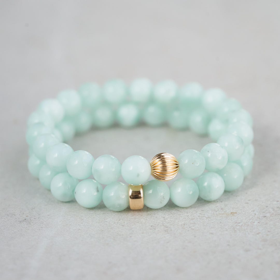 14K GOLD Pectolite, Genuine Pectolite Bracelet 8mm, Natural Pectolite ...