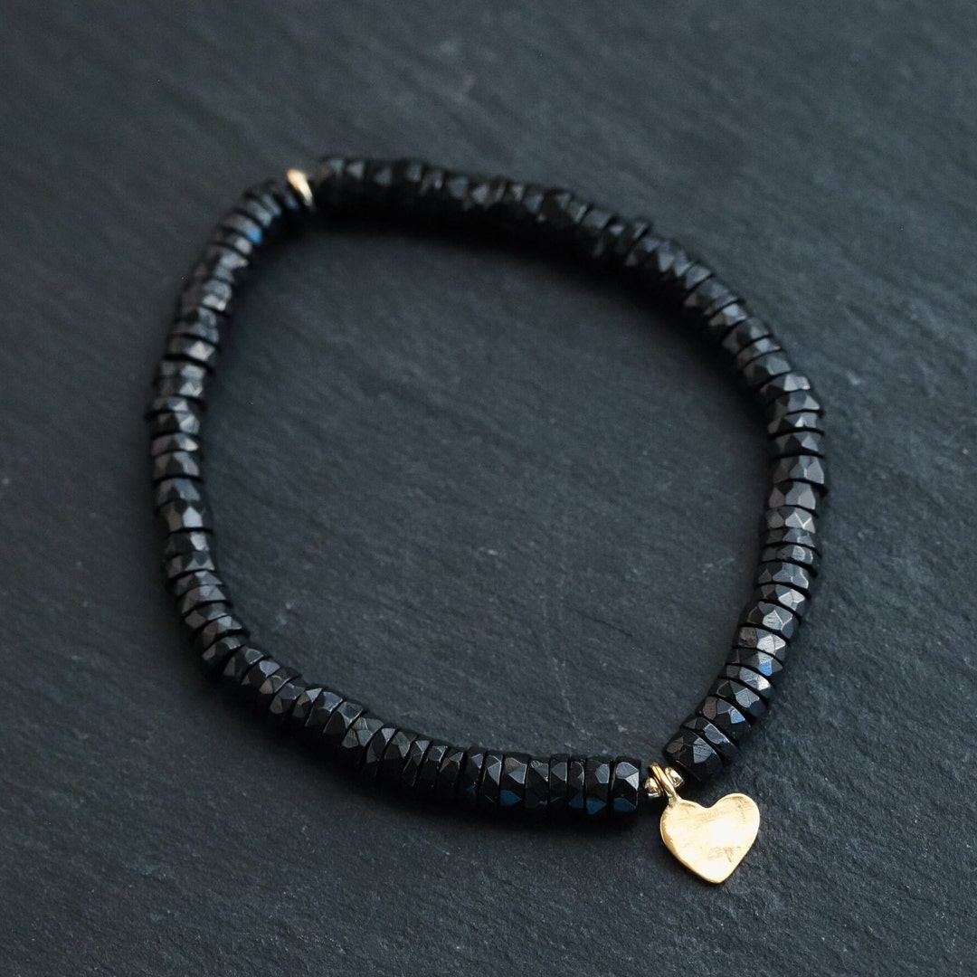 Black Spinel Bracelet, Minimalist Bracelet, Dainty Black Bracelet ...