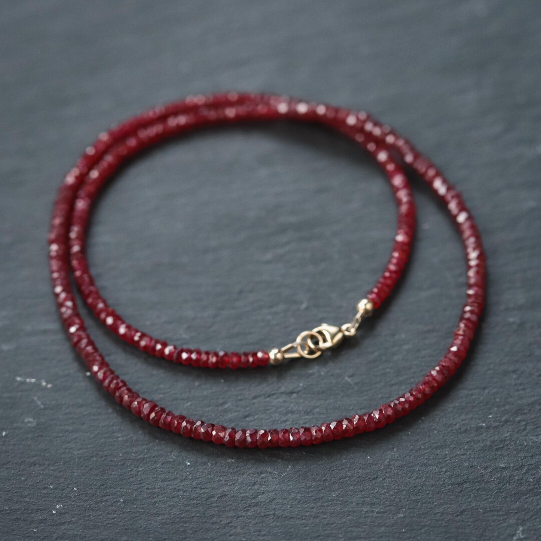 14K GOLD Longido Ruby Necklace Beaded Pink Ruby Longido Ruby Necklace ...