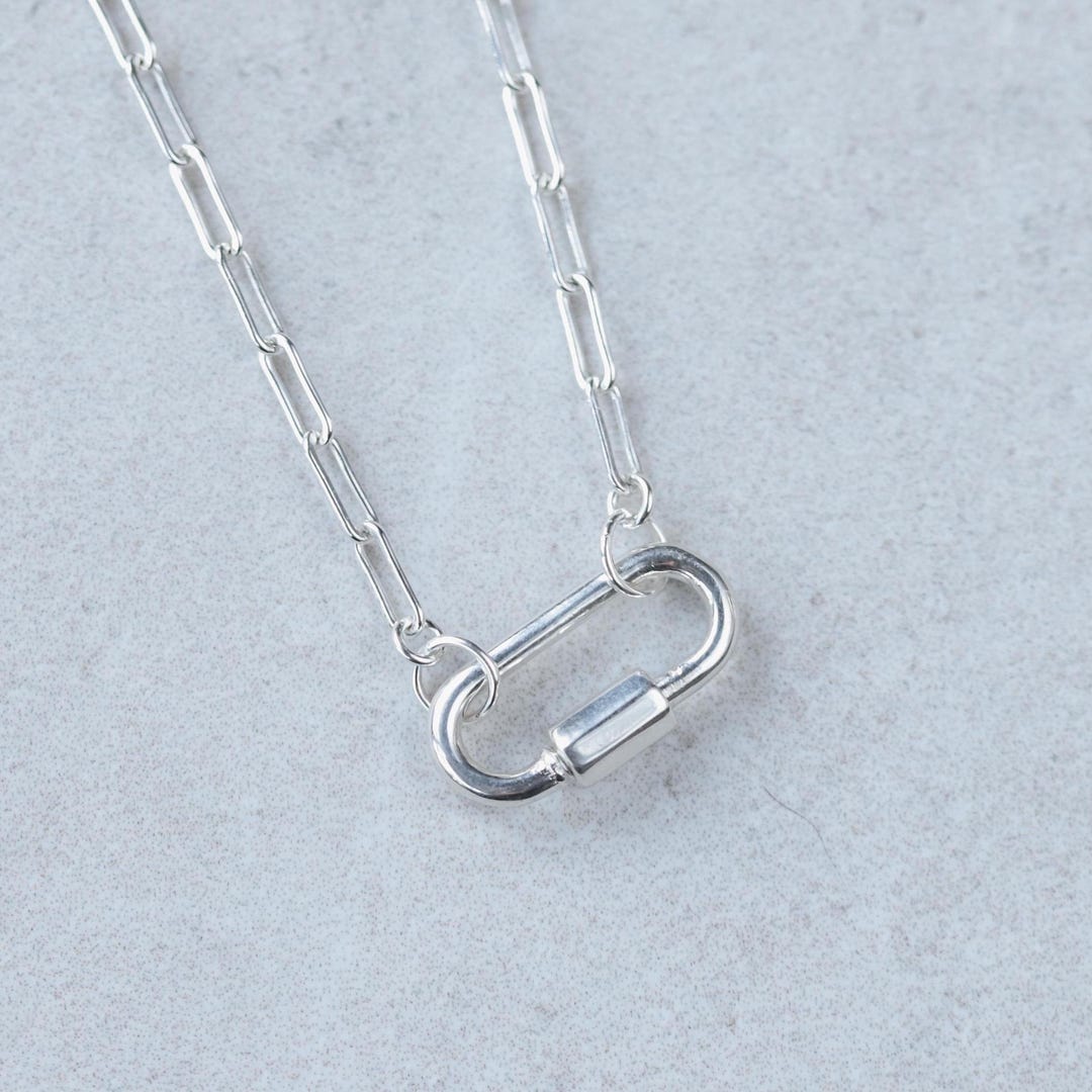 Carabiner Sterling Silver, Paperclip Chain Necklace, [ENSP1027 ...