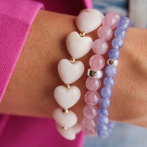 RARE Heart Shaped Pink Mango Calcite Bracelet Soft Pink - Etsy