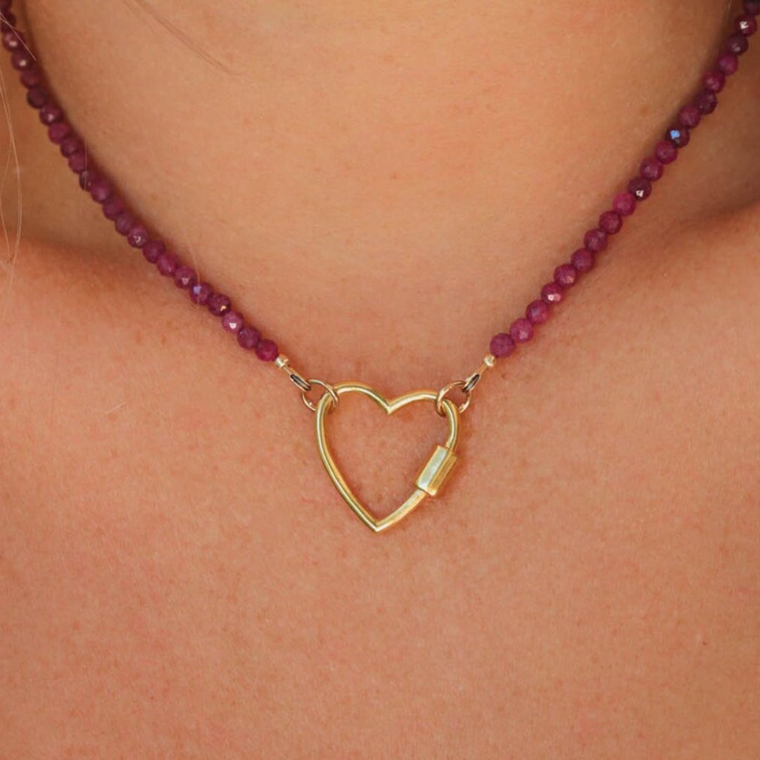 Last One! Stunning Ruby Necklace | Beaded Pink Ruby Necklace | Ruby Gemstone Necklace | July ...
