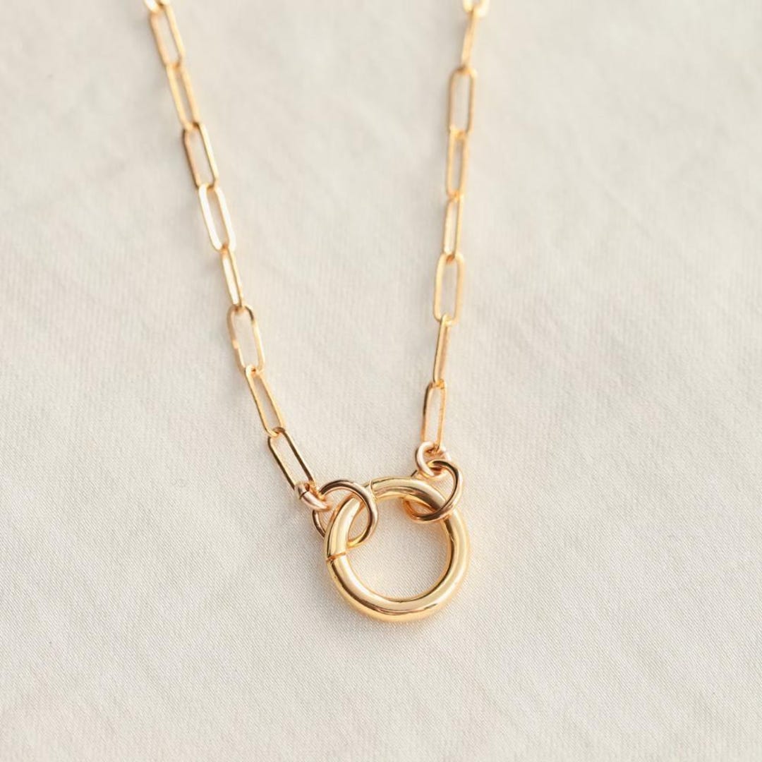 14k Gold Filled Paperclip Chain Necklace, Gold Filled Carabiner ...