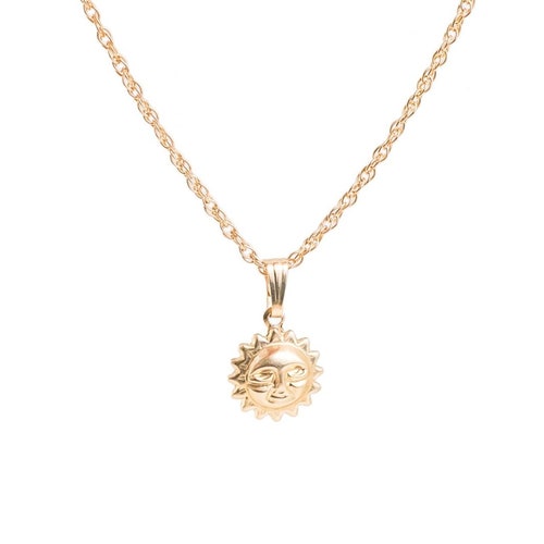 Sun Necklace 14K Gold Filled Sun Face Necklace on Gold Chain | Etsy