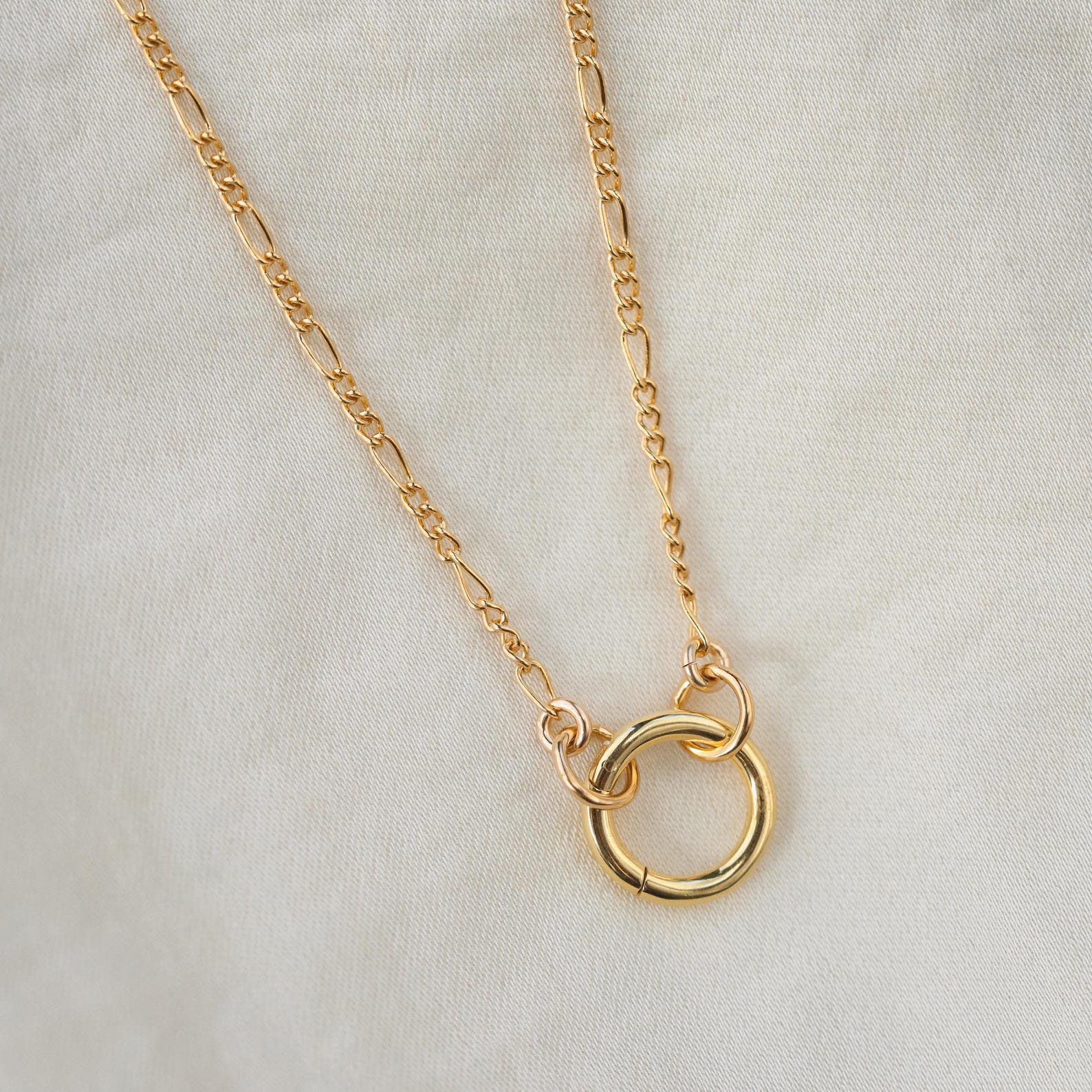 14k Gold Filled Figaro Chain Necklace, Gold Filled Carabiner Necklace ...