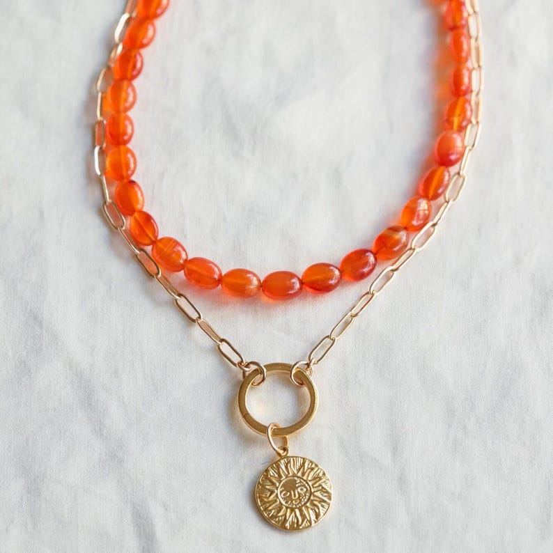 Carnelian Beaded Oval Necklace | Carnelian [ENCP1158] | AAAA+ Carnelian ...