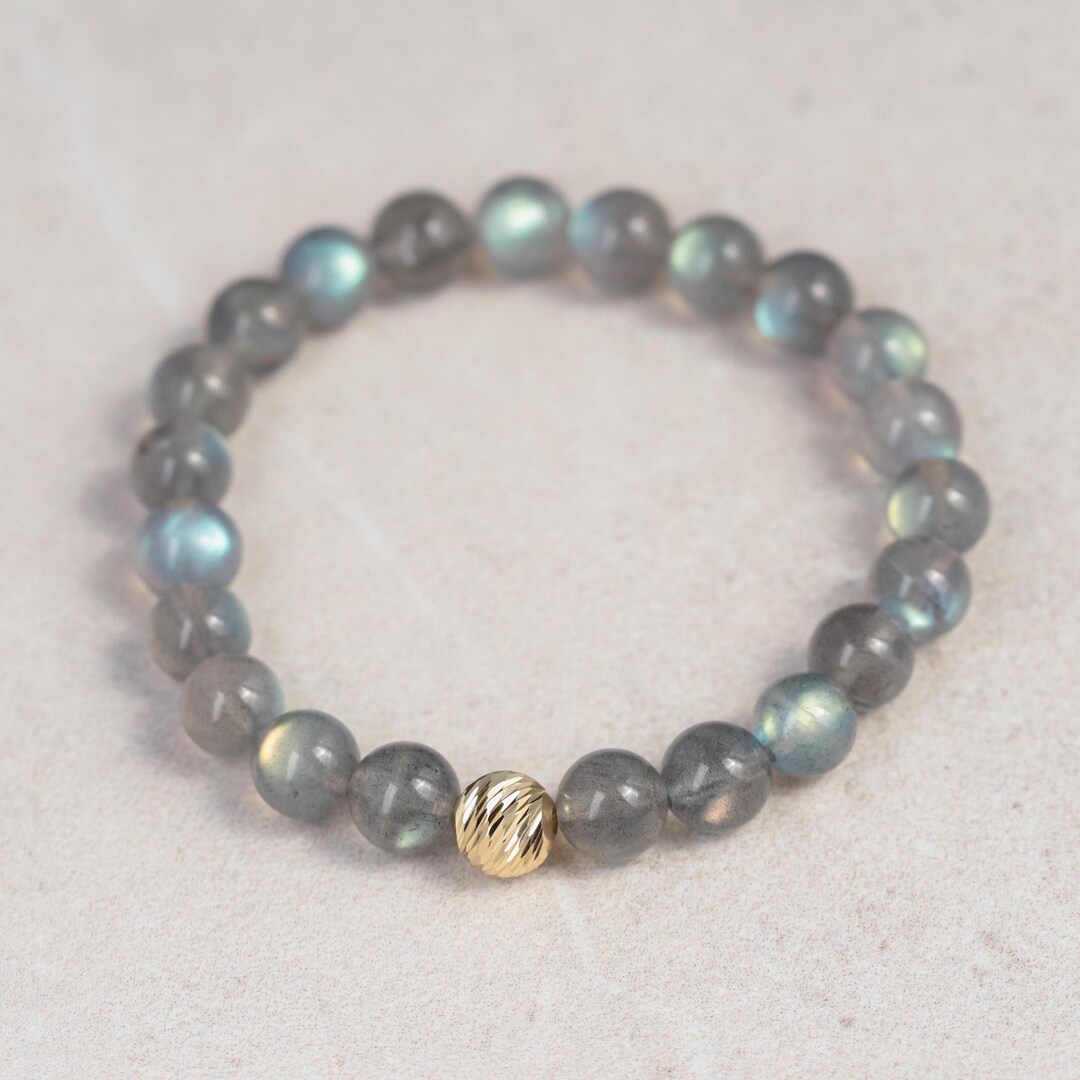 SOLID 14K GOLD Aaaa Labradorite Bracelet, 8mm Labradorite Bracelet ...
