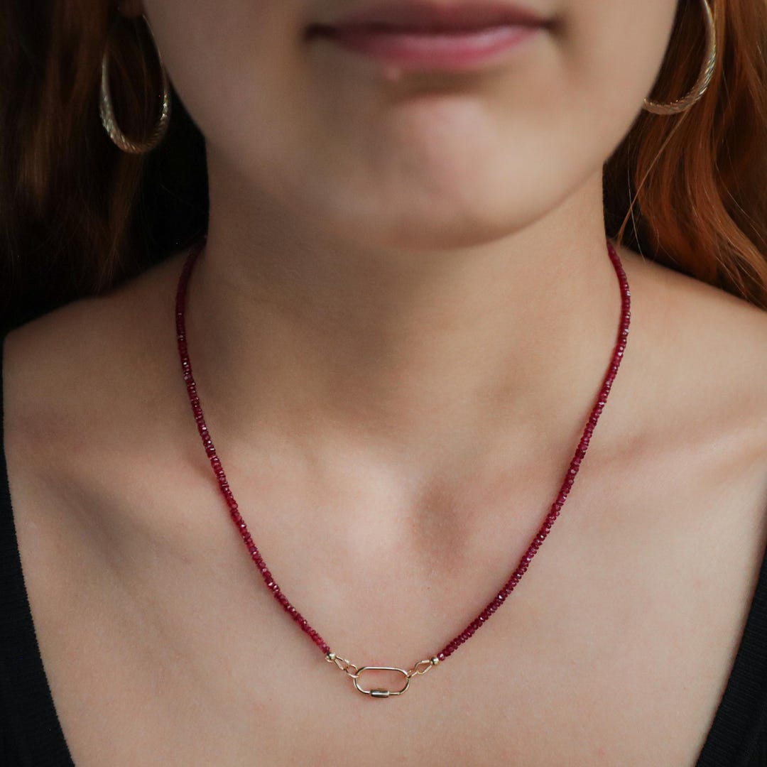 14K GOLD Longido Ruby | Real Longido Beaded Ruby Necklace | Ruby Beaded ...