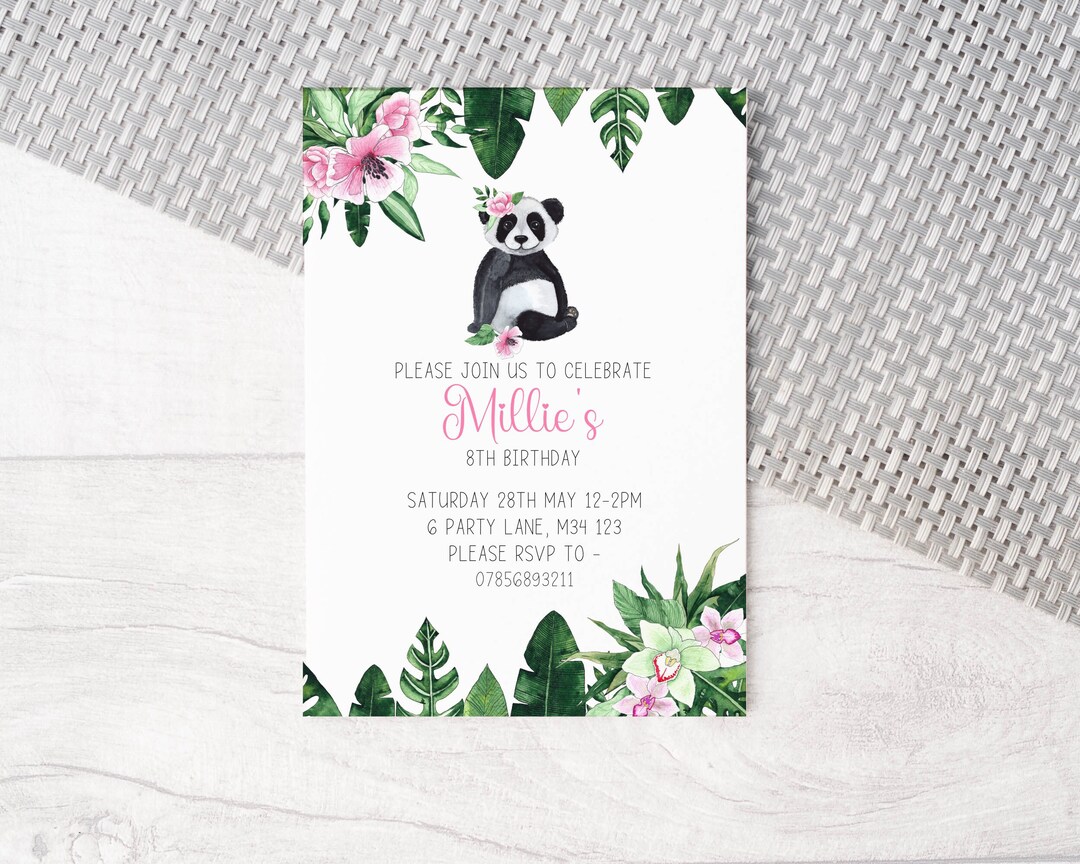 Personalised Panda Party Invitations, Party Invites, Panda Birthday - Etsy