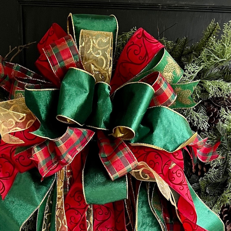 Plaid Christmas Tree Ribbon Topper - Etsy