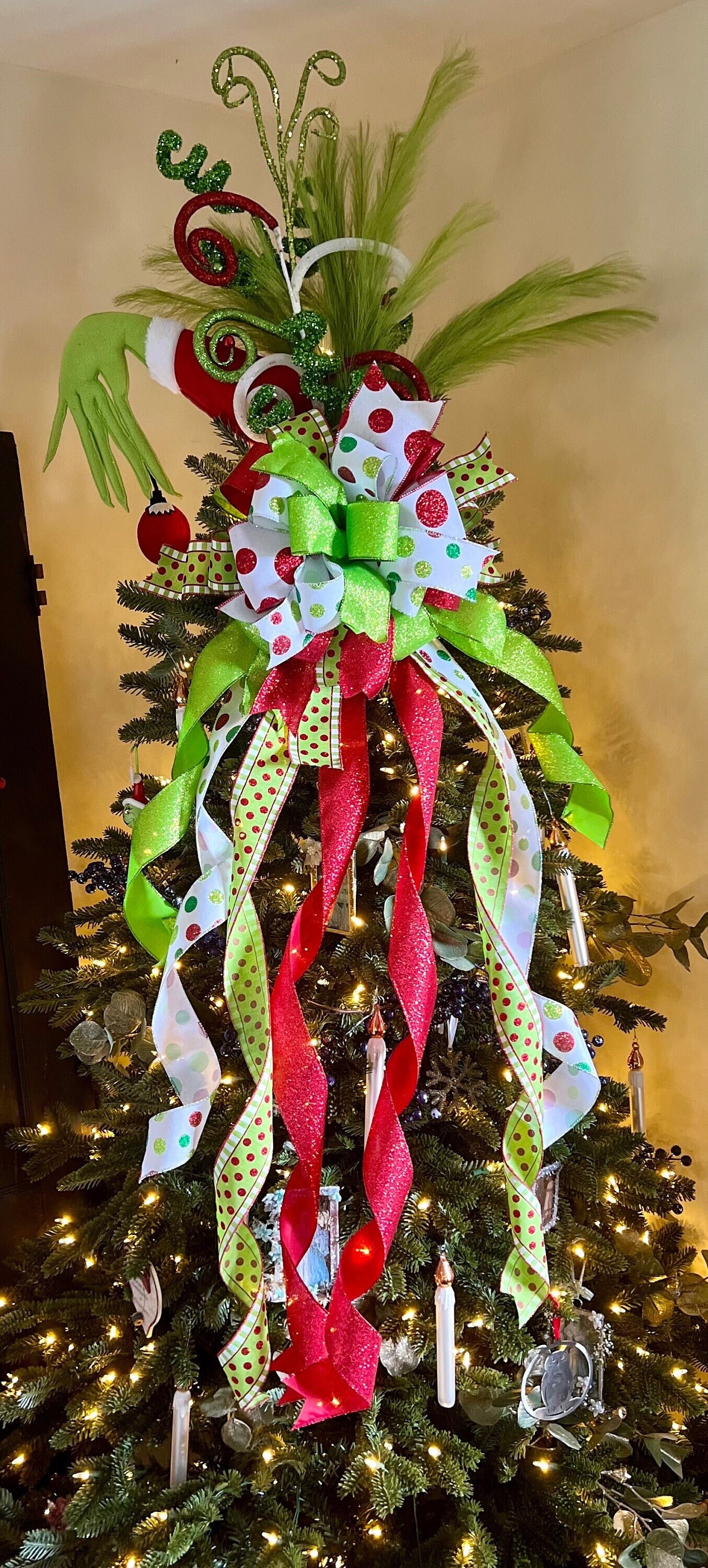 The Grinch Monster Hand & Ornament Lime Green, Red, White, Polkadot XL ...