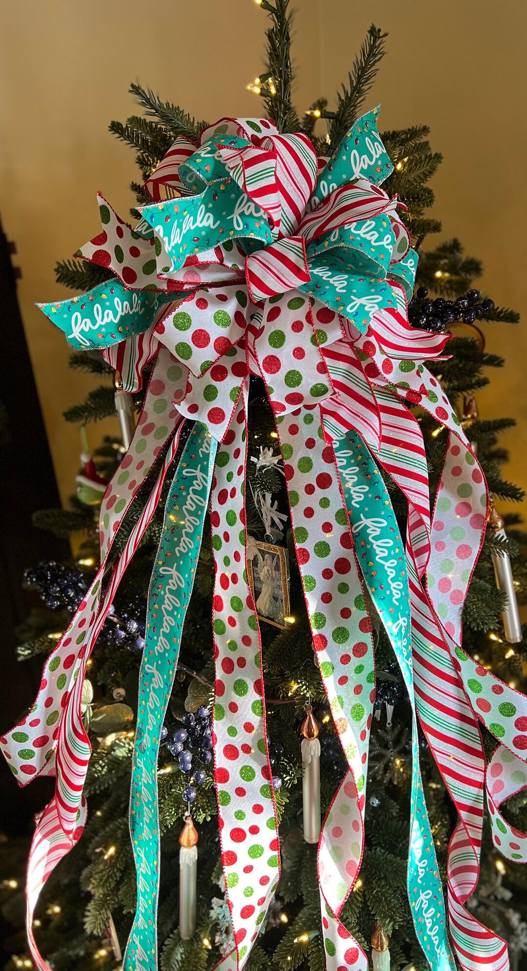 The Falicia Falalala Peppermint Red & Green, Turquoise Glitter Dot ...