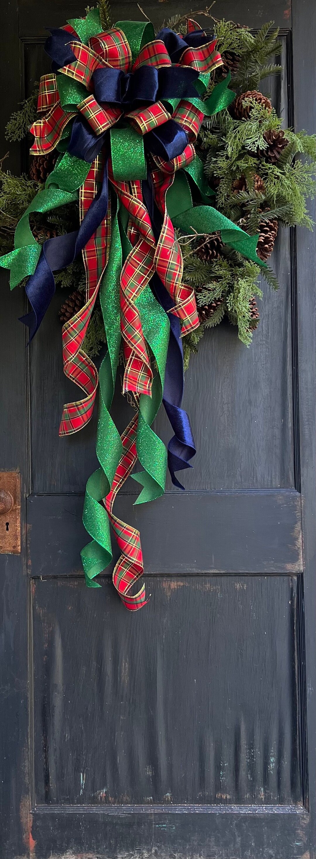 The Sonya XL Red, Navy Blue, Green, & Gold Plaid Christmas Tree Topper ...