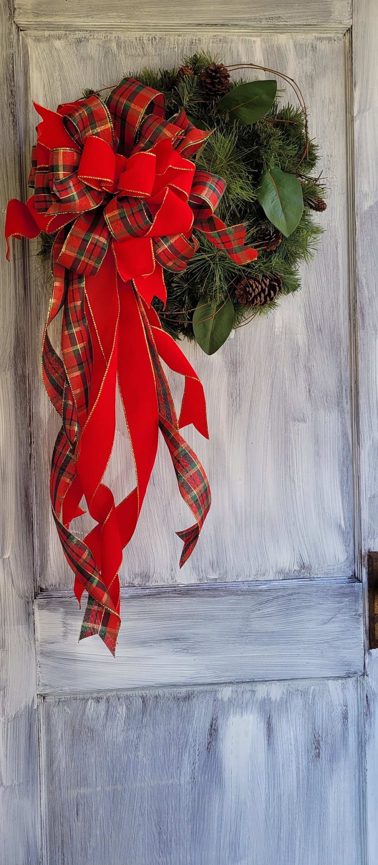 The Jamie Large Red Gold & Green Plaid Christmas Tree Topper - Etsy