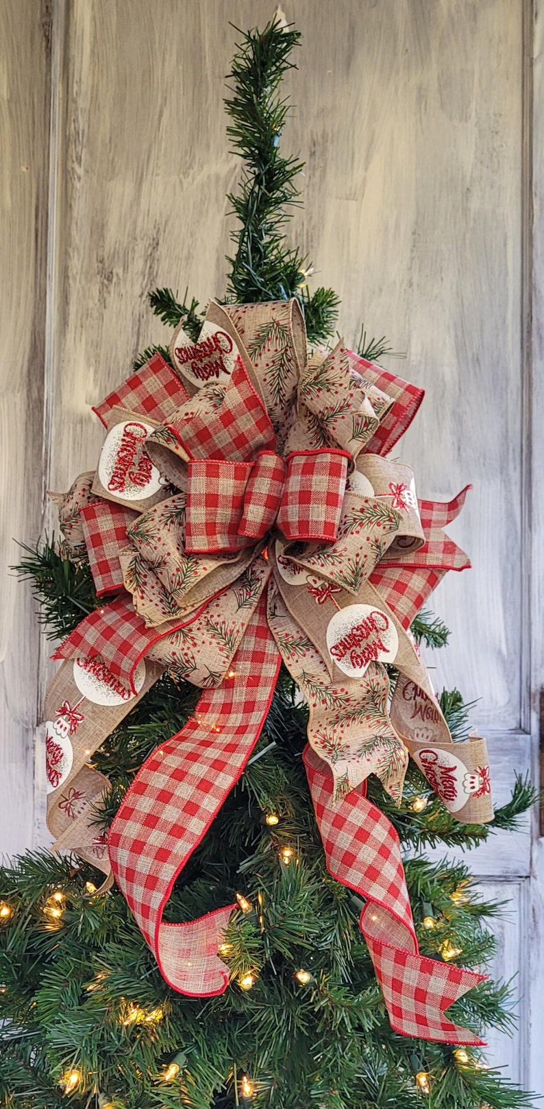 The Abigail Red & Burlap Country Farmhouse Christmas Tree | Etsy