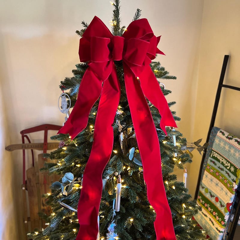 Christmas Tree Topper Bow Etsy