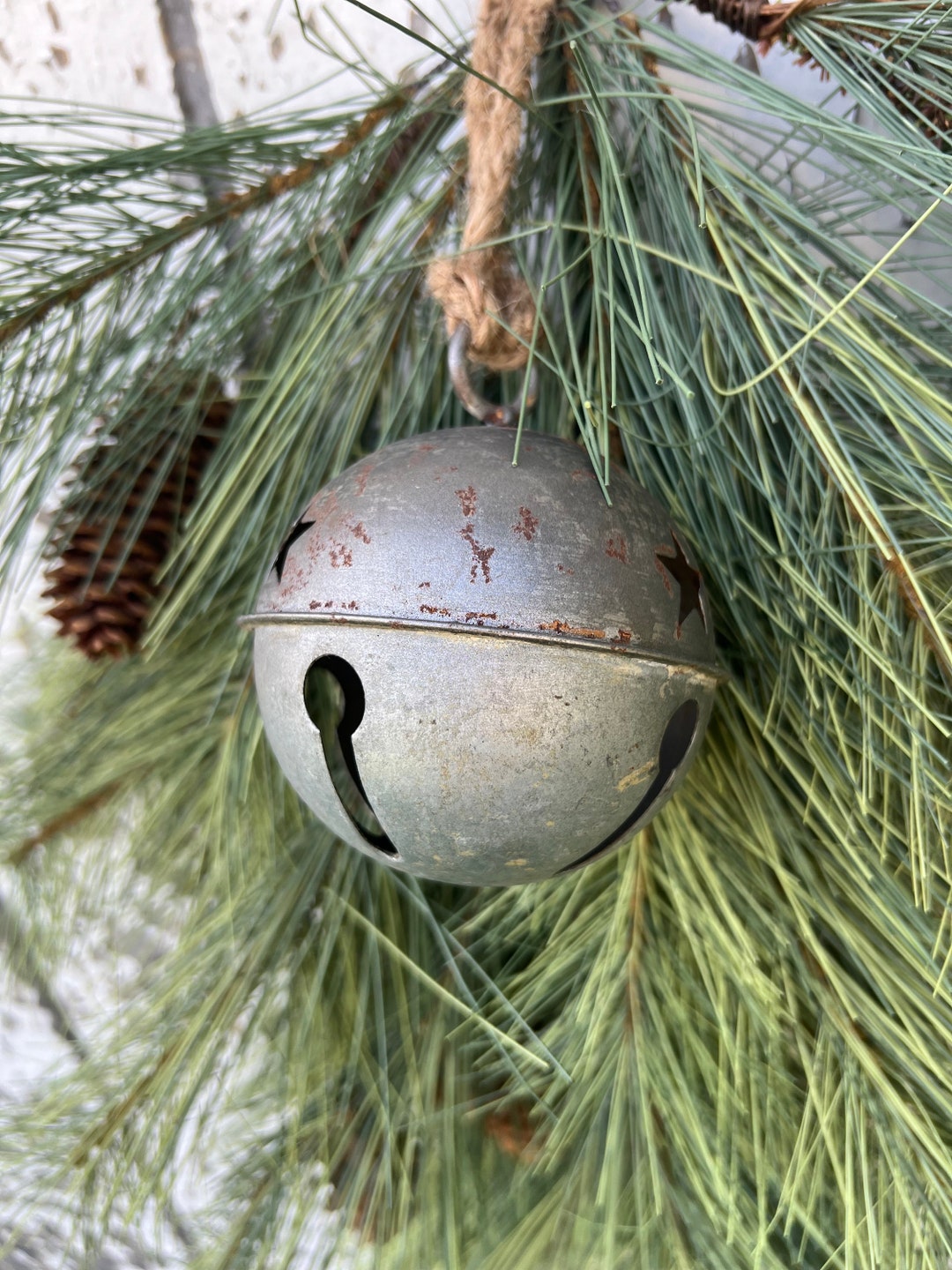 The Silver Metal Christmas Bell Star Ornament for Wreath, Tree, Garland ...