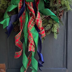 The Sonya XL Red, Navy Blue, Green, & Gold Plaid Christmas Tree Topper ...