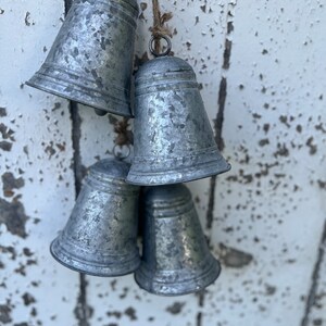 Gibson Christmas Galvanized Steel Bell Cluster on Jute Rope for Swag ...
