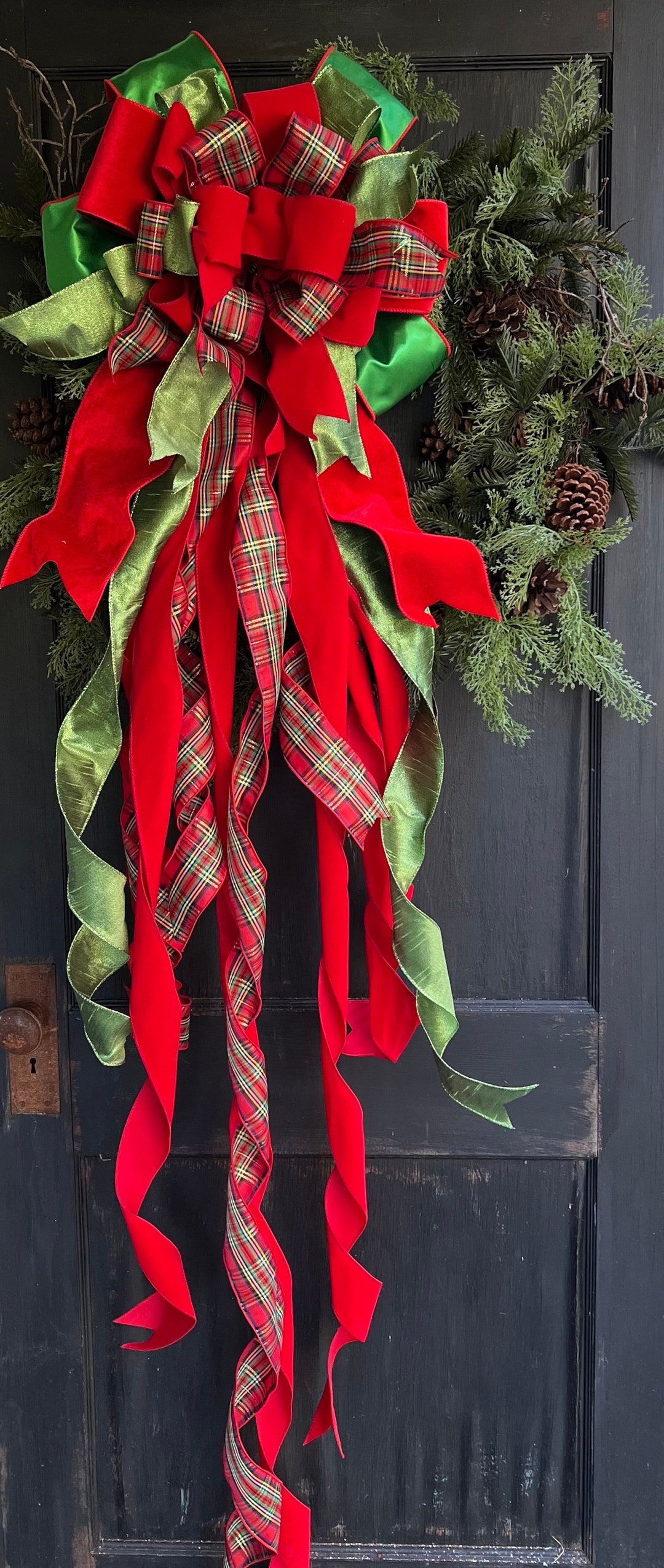 The Nicole XXXL Red Green & Gold Plaid Christmas Tree Topper - Etsy