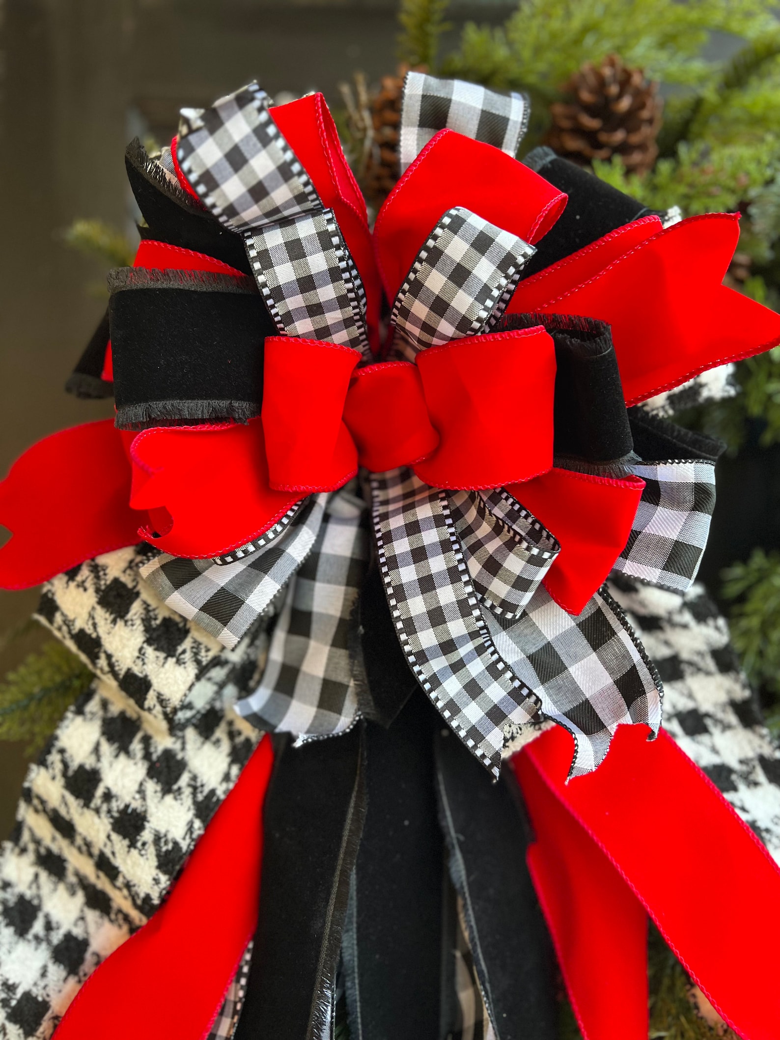Queenie XXXL Red White and Black Plaid Valentine's Tree - Etsy