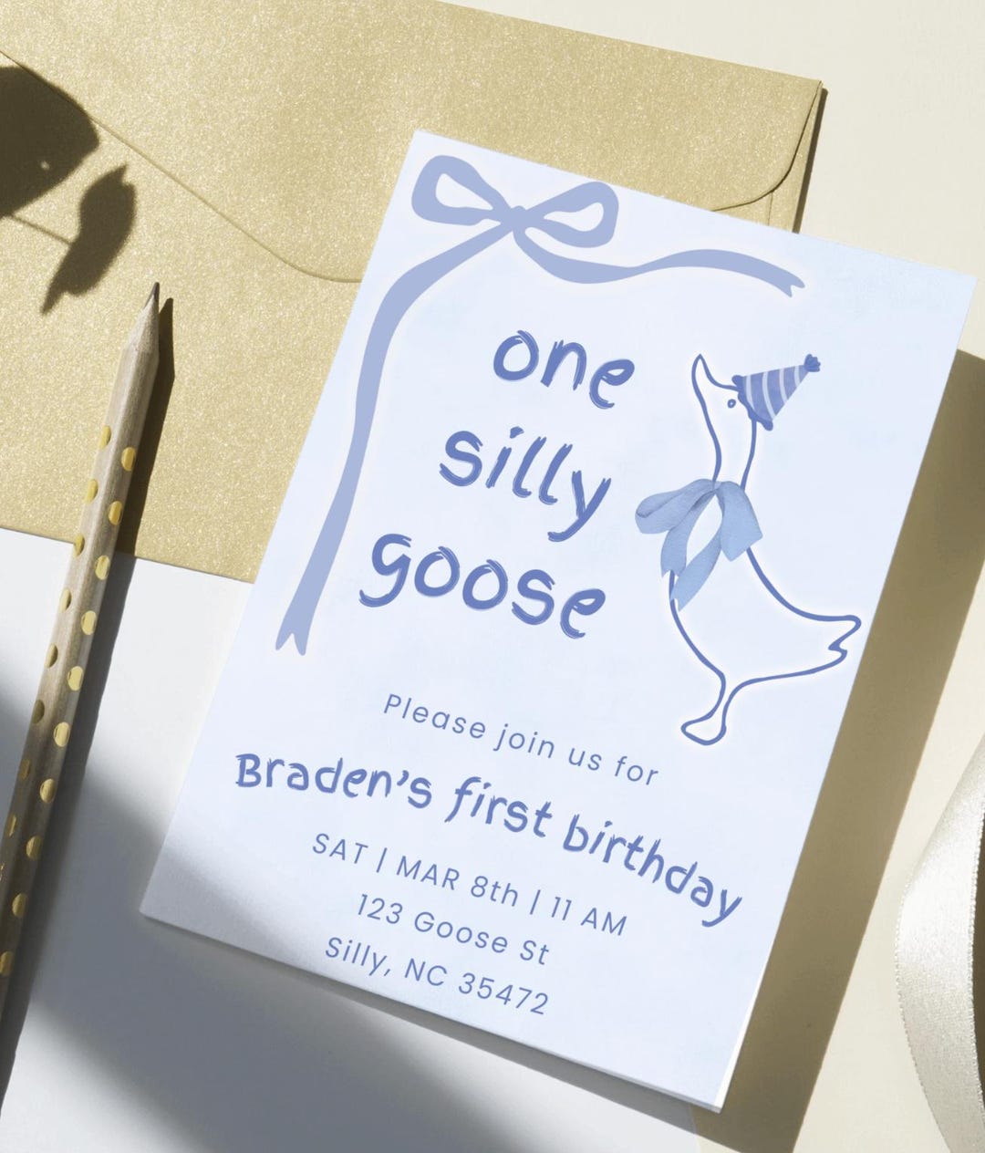 One Silly Goose Birthday Invitation | Printable 1st Birthday Party ...