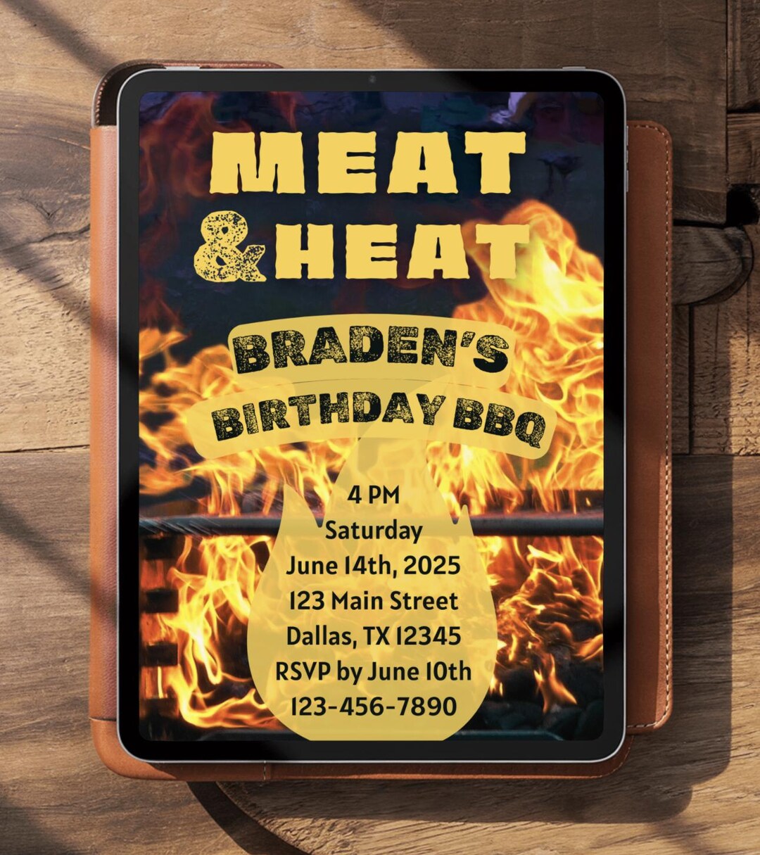 Meat & Heat BBQ Invitation Template | Printable Backyard Cookout Party ...