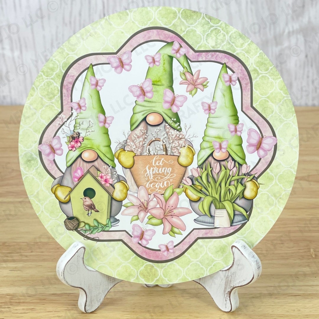 Let Spring Begin Gnomes & Flowers Round Metal Sign 4 Sizes - Etsy