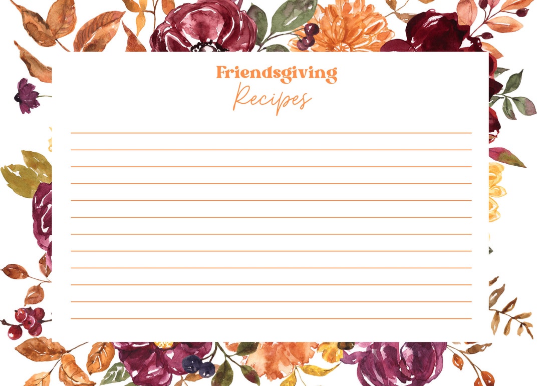 Friendsgiving Recipe Card *digital File* - Etsy