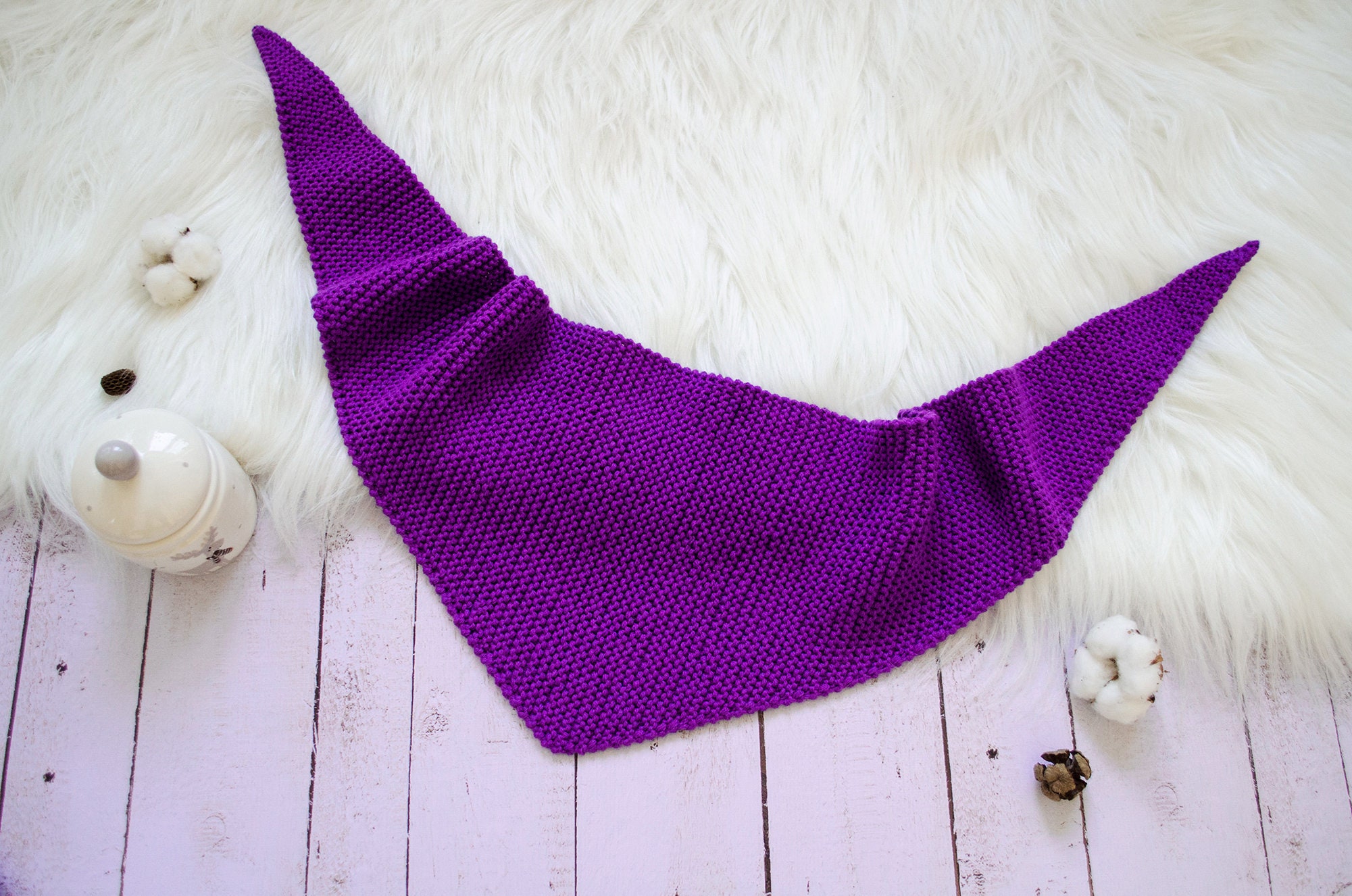 Cat ears hat and triangle scarf Purple baby boy ear flap hat | Etsy