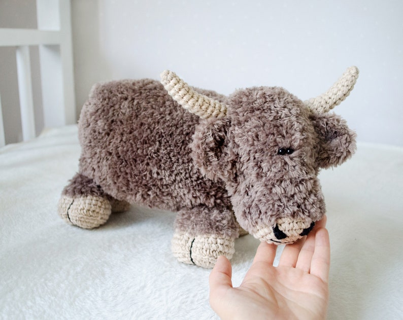 Crochet Highland Cow Pillow Toy Scottish Coo Stuffed Baby Toy Plush ...