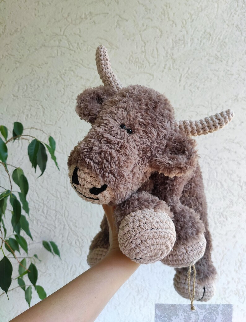 Crochet Highland Cow Pillow Toy Scottish Coo Stuffed Baby Toy Plush ...