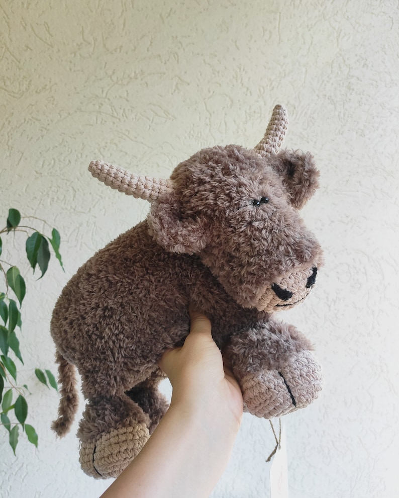 Crochet Highland Cow Pillow Toy Scottish Coo Stuffed Baby Toy Plush ...