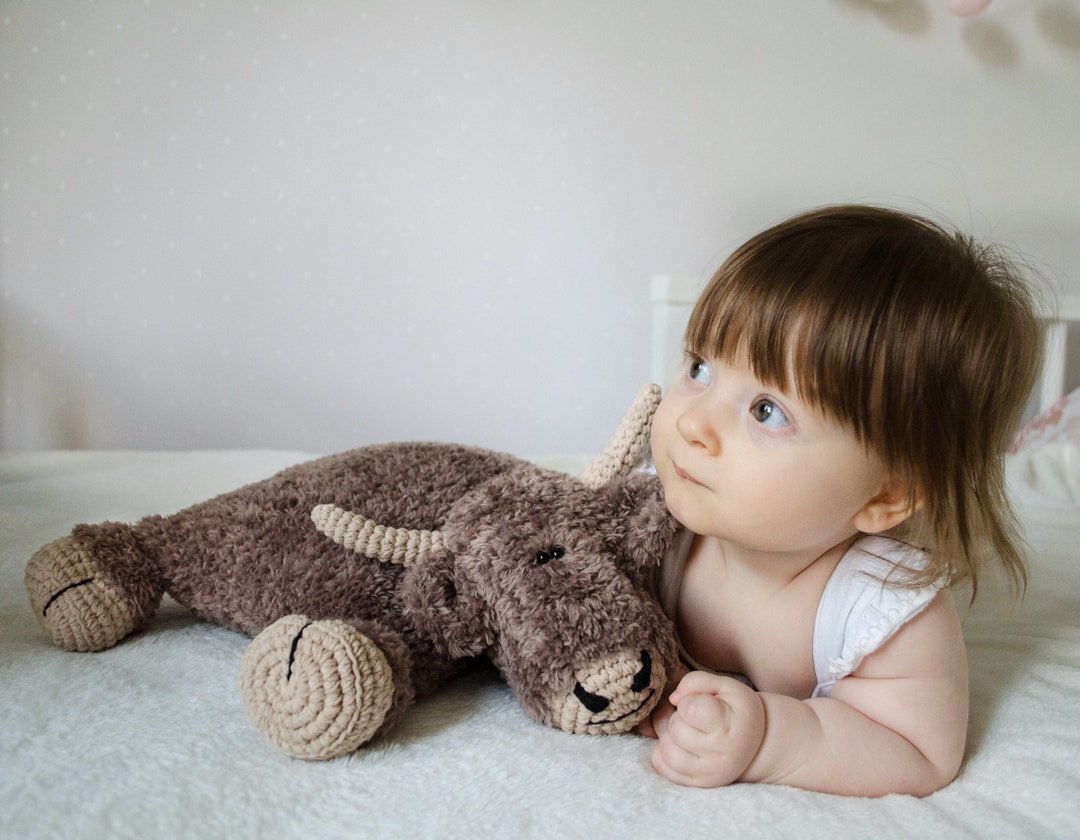 Crochet Highland Cow Pillow Toy Scottish Coo Stuffed Baby Toy Plush ...