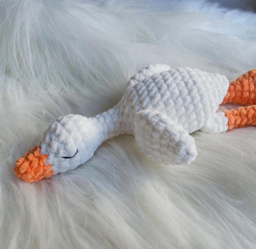 Plush Goose Toy Crochet Sleeping Goose Toy Soft Cuddle Baby Toy Toddler ...