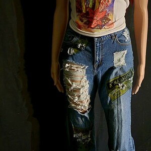 Pants.jean.denim.ripped.destroyed.warning.handpainted.exclusive.unique ...