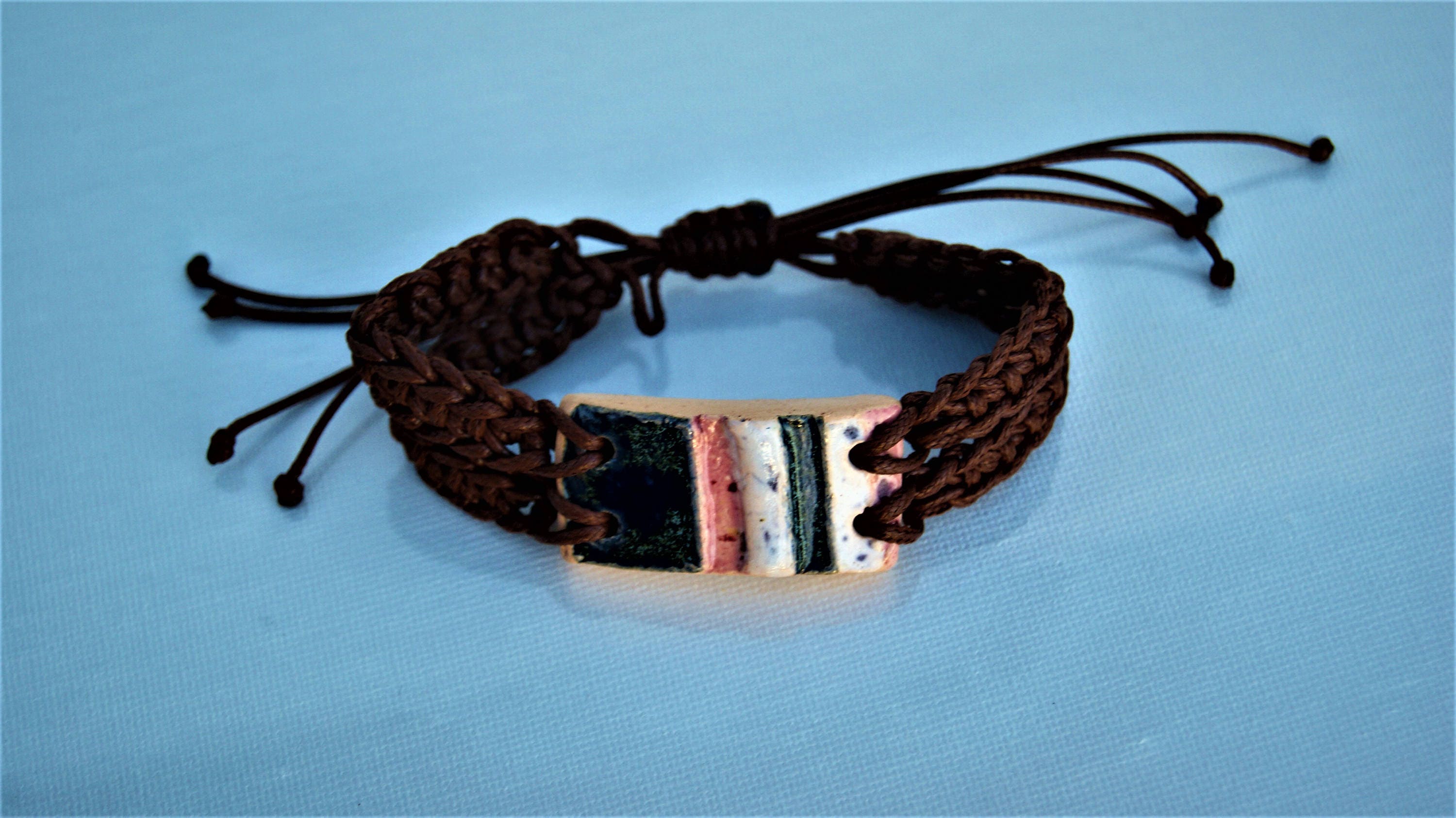 Bracelet.unique Piece.ceramic.handmade.hand-knitted.artisan.exclusive ...