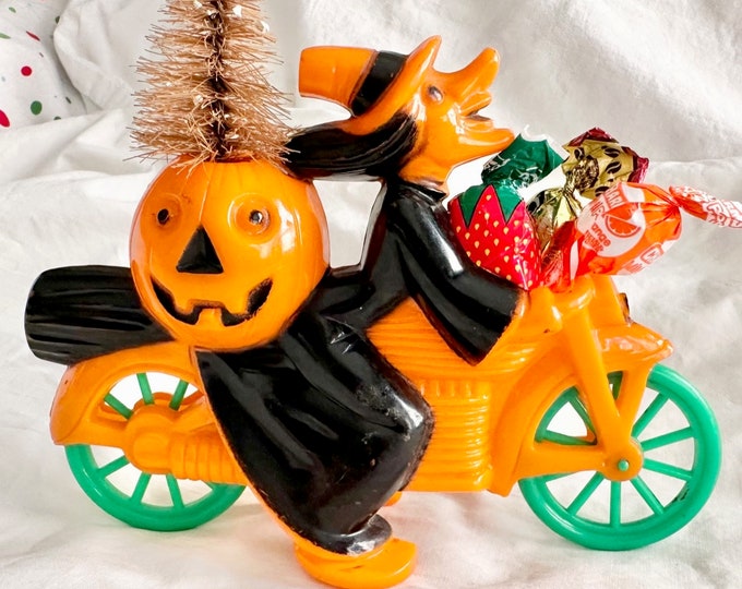 Fun Hard Plastic Witch on Her Broom/motorcycle From Rosbro/tico Toy - Etsy