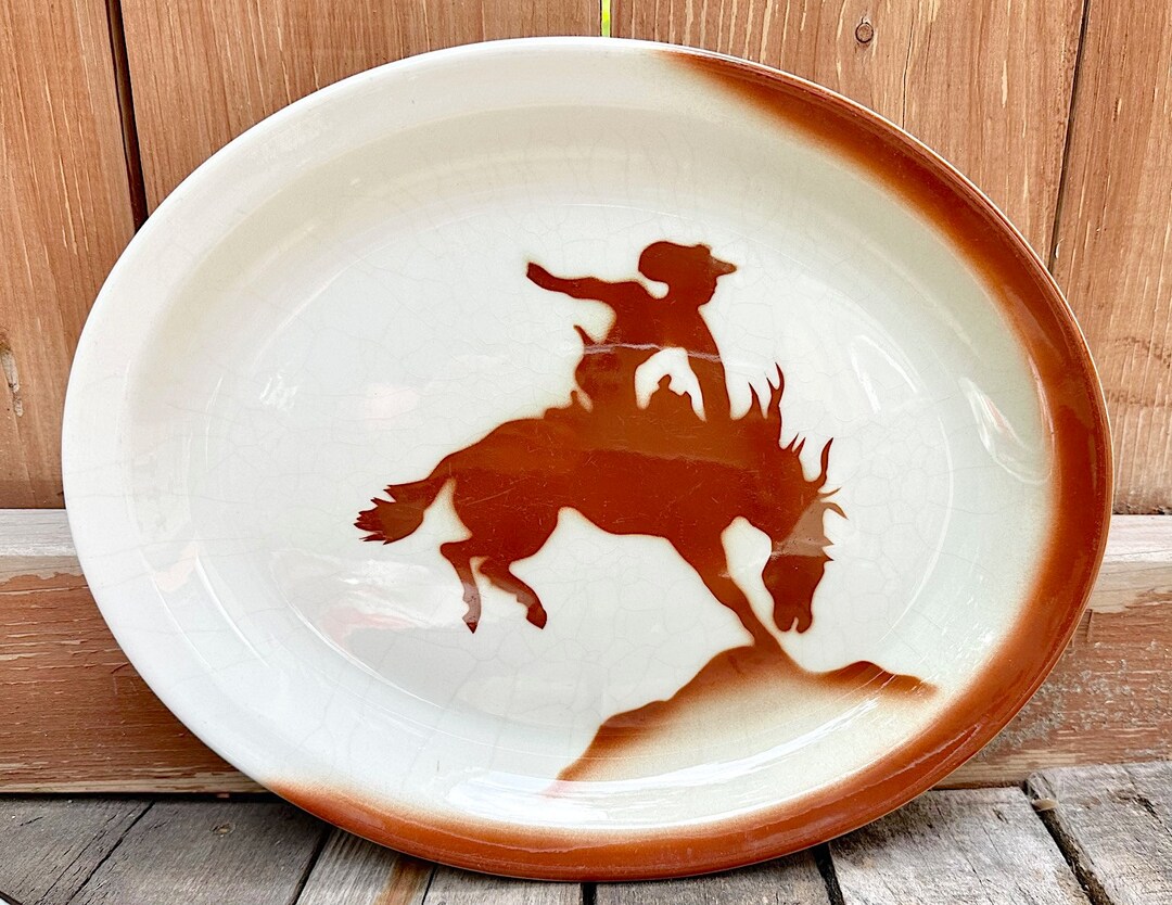 Ceramic Cowboy Platter From the Sterling China Company - Etsy