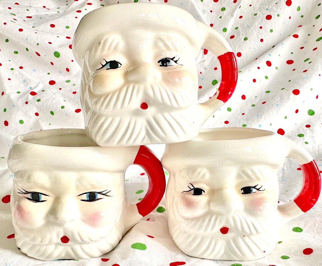 Hand-painted Santa Mugs Made in Taiwan – Each One Sold Individually - Etsy