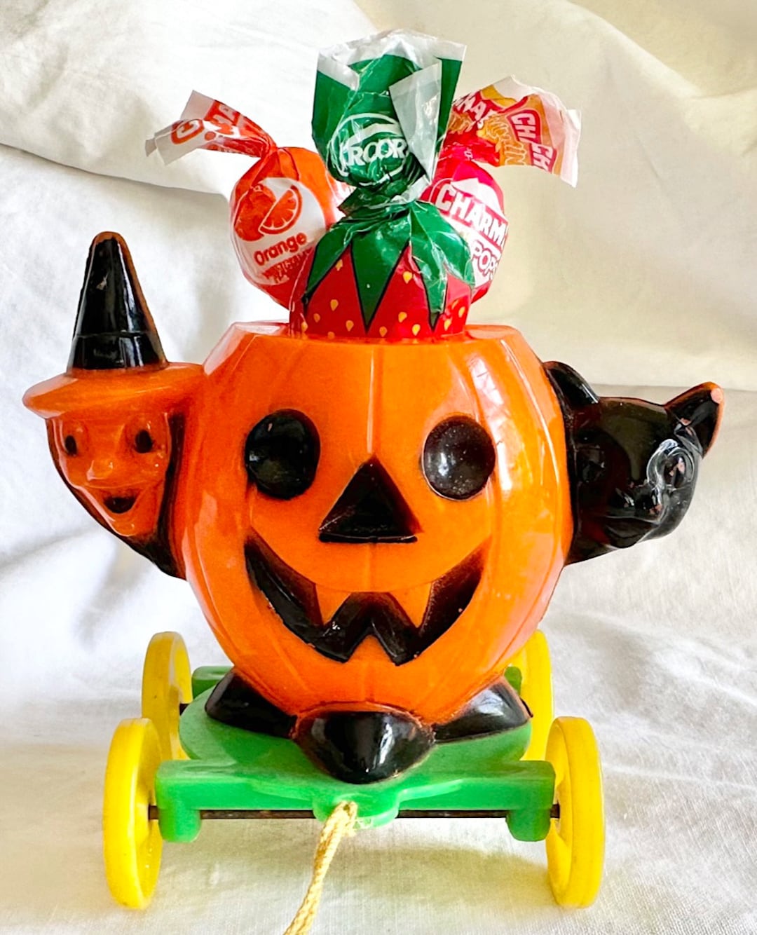 Hard Plastic Jack-o-lantern Candy Holder/pull Toy From Rosbro Plastics ...
